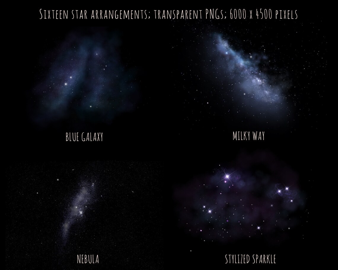 Night sky overlays transparent PNGs starlight overlay star | Etsy