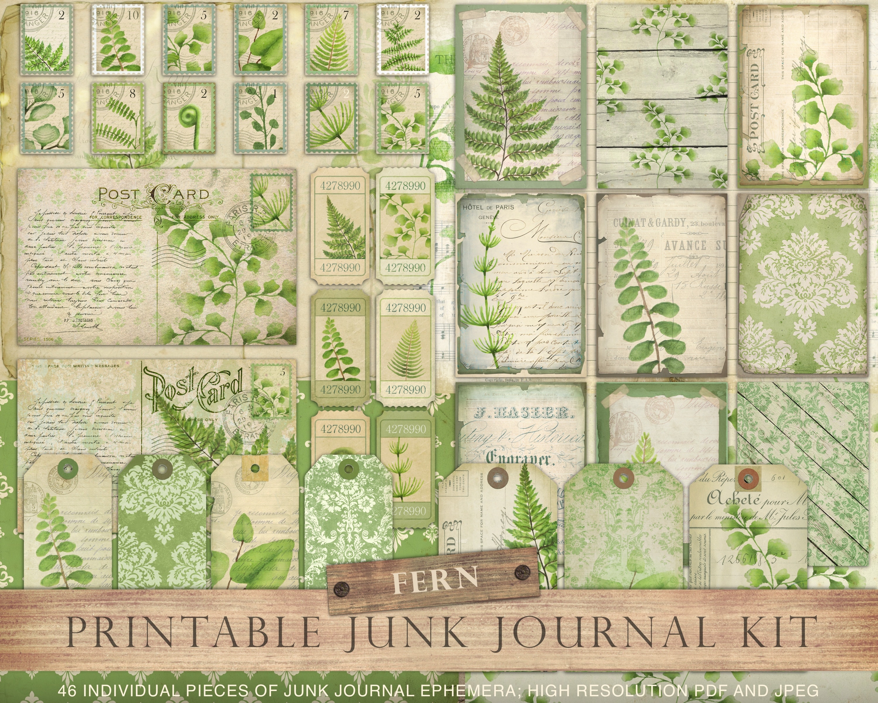 Fern Junk Journal Kit, Greenery, Plants, Green, Junk Journalling ...