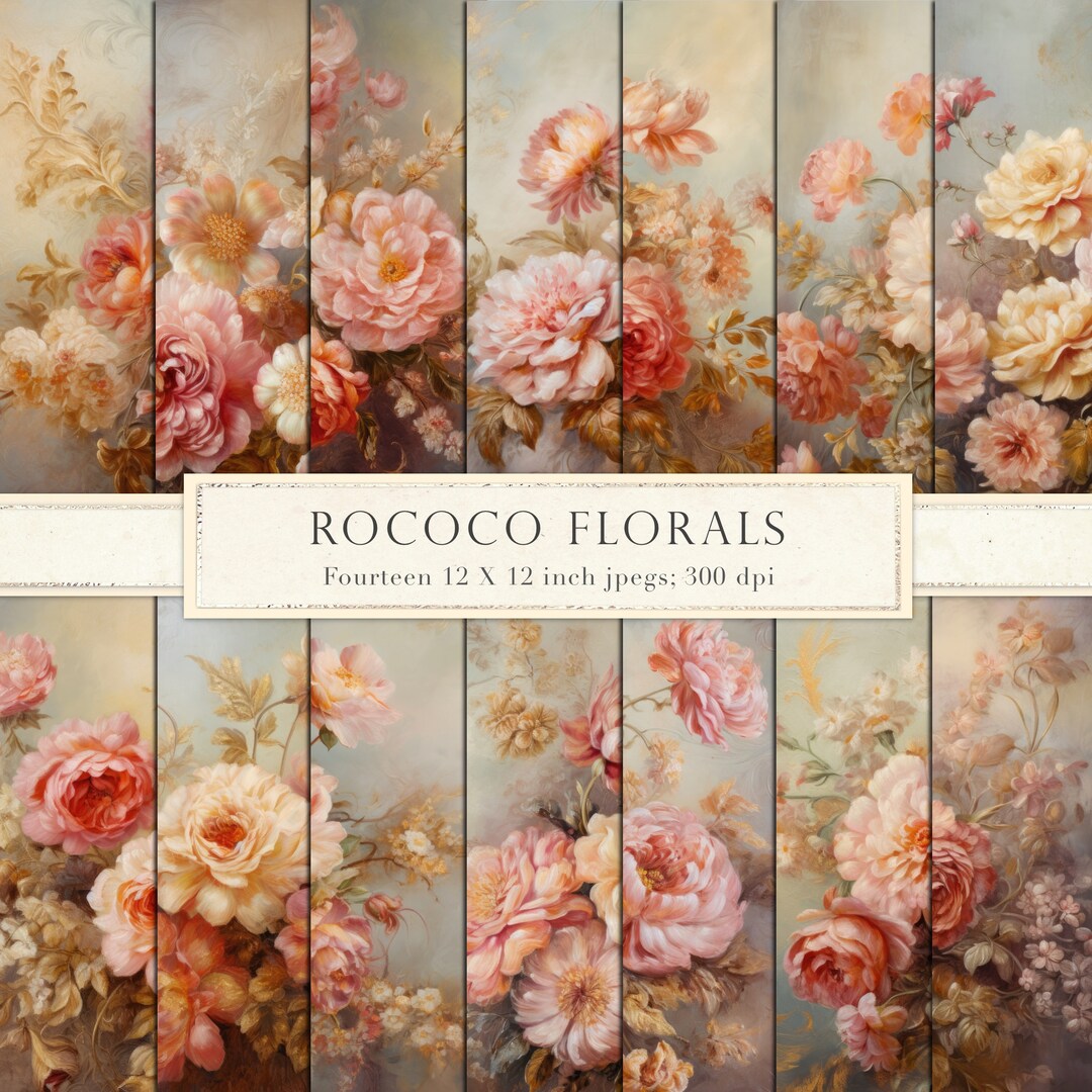 Rococo Digital Paper, Vintage Floral Digital Paper, Art Textures ...