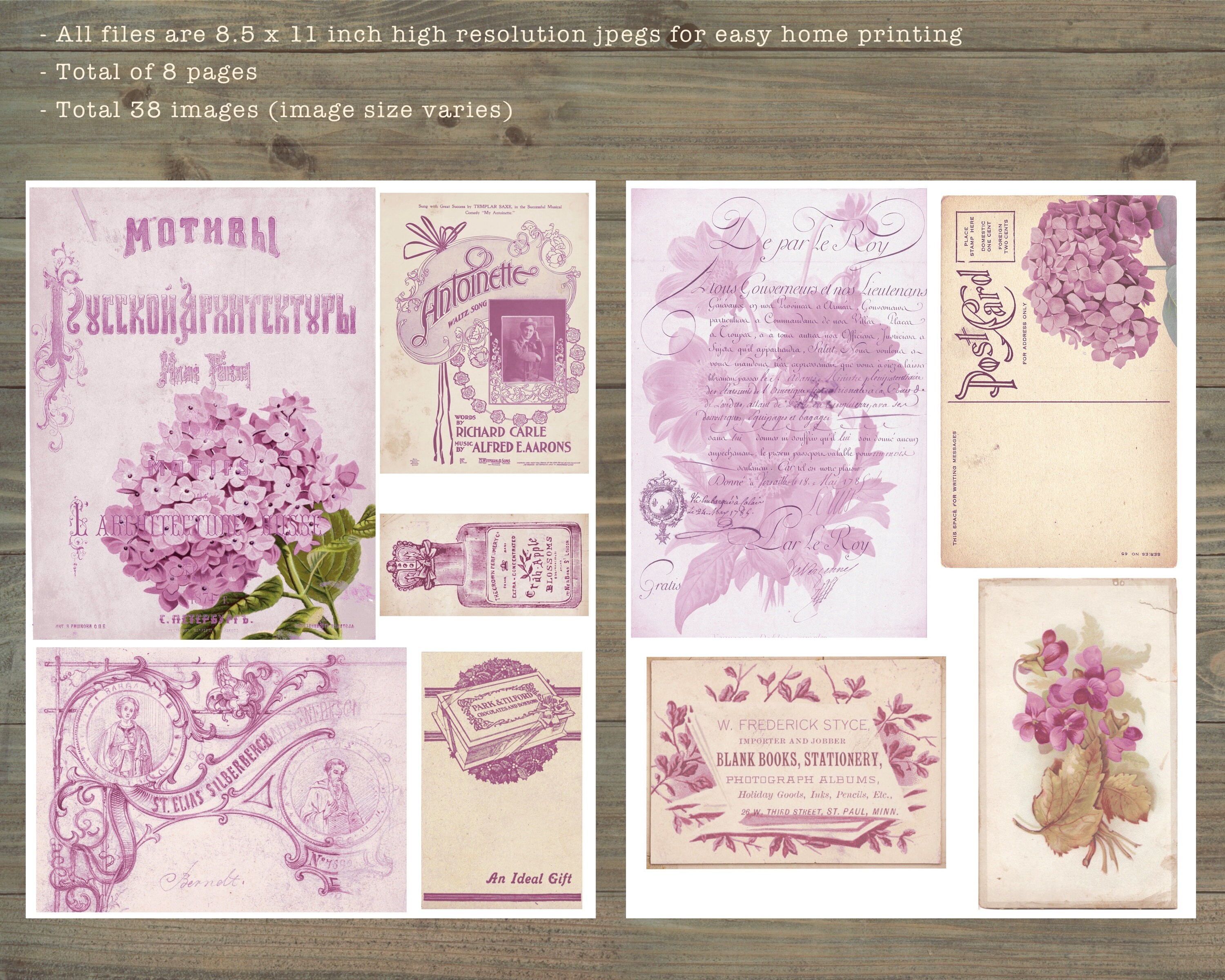Pink Junk Journal Kit, Pink Ephemera, Vintage, Pink, Collage Sheets ...