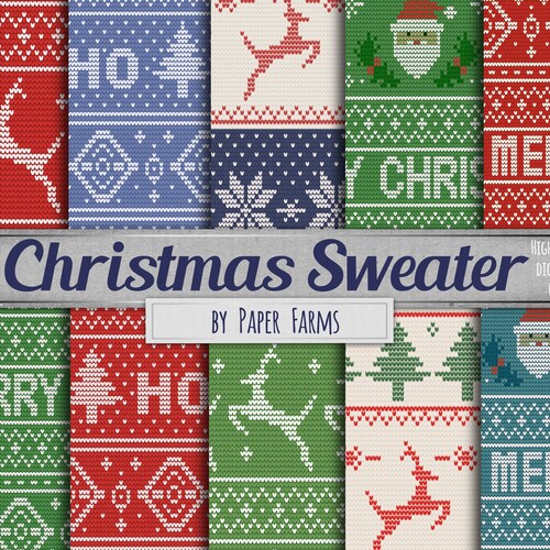 Christmas Sweater Digital Paper Ugly Sweater Digital Paper - Etsy
