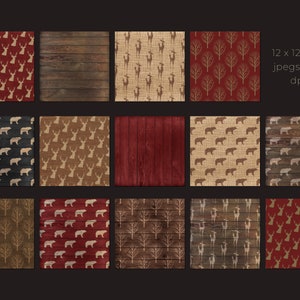 Christmas Lumberjack, Rustic Christmas, Wood, Linen, Digital Paper ...
