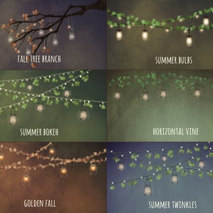 String Lights Clipart, Mason Jars, Overlays, Vines, Leaves, Fairy ...