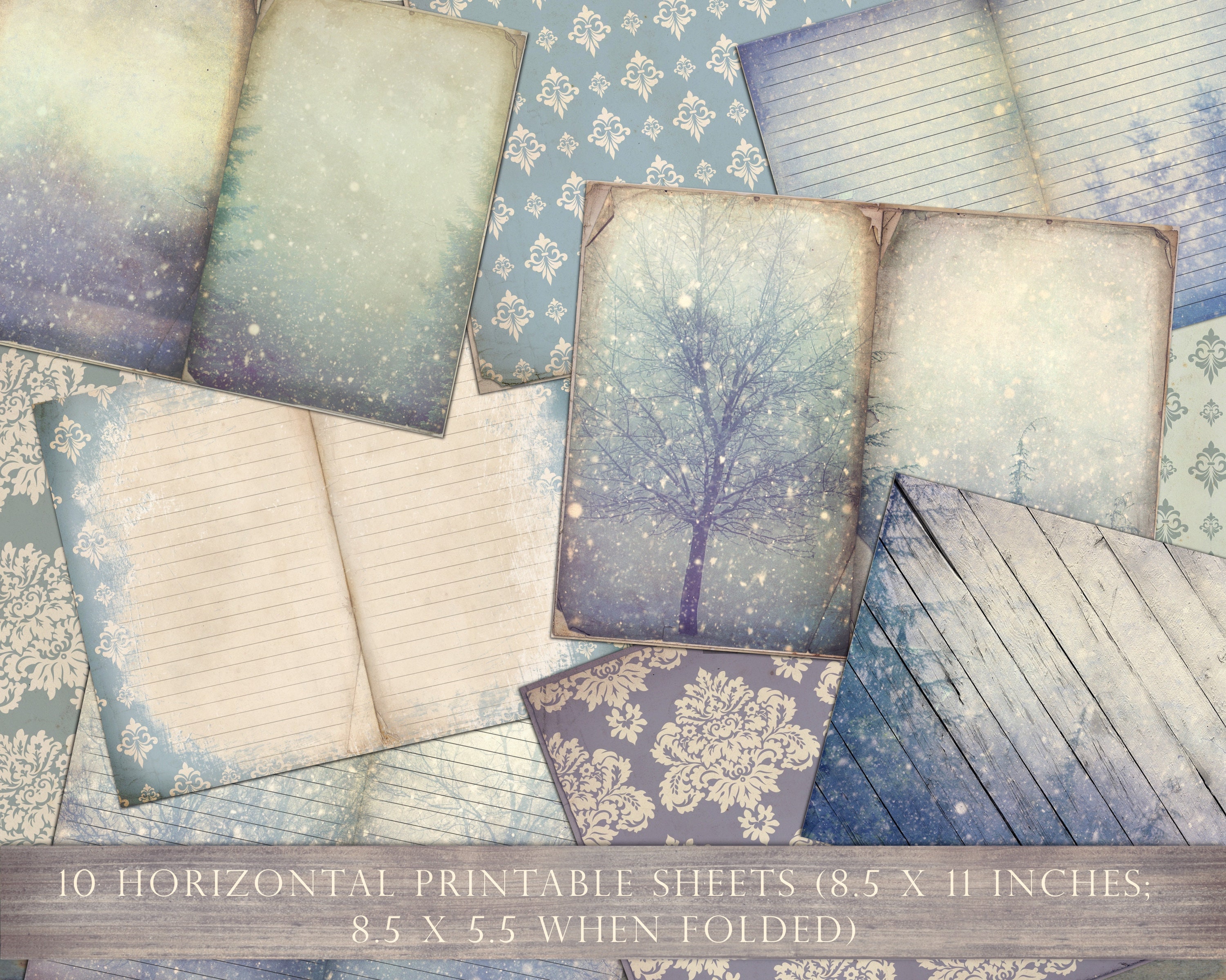 Shabby Winter Junk Journal Kit Cool Winter Vintage Winter | Etsy