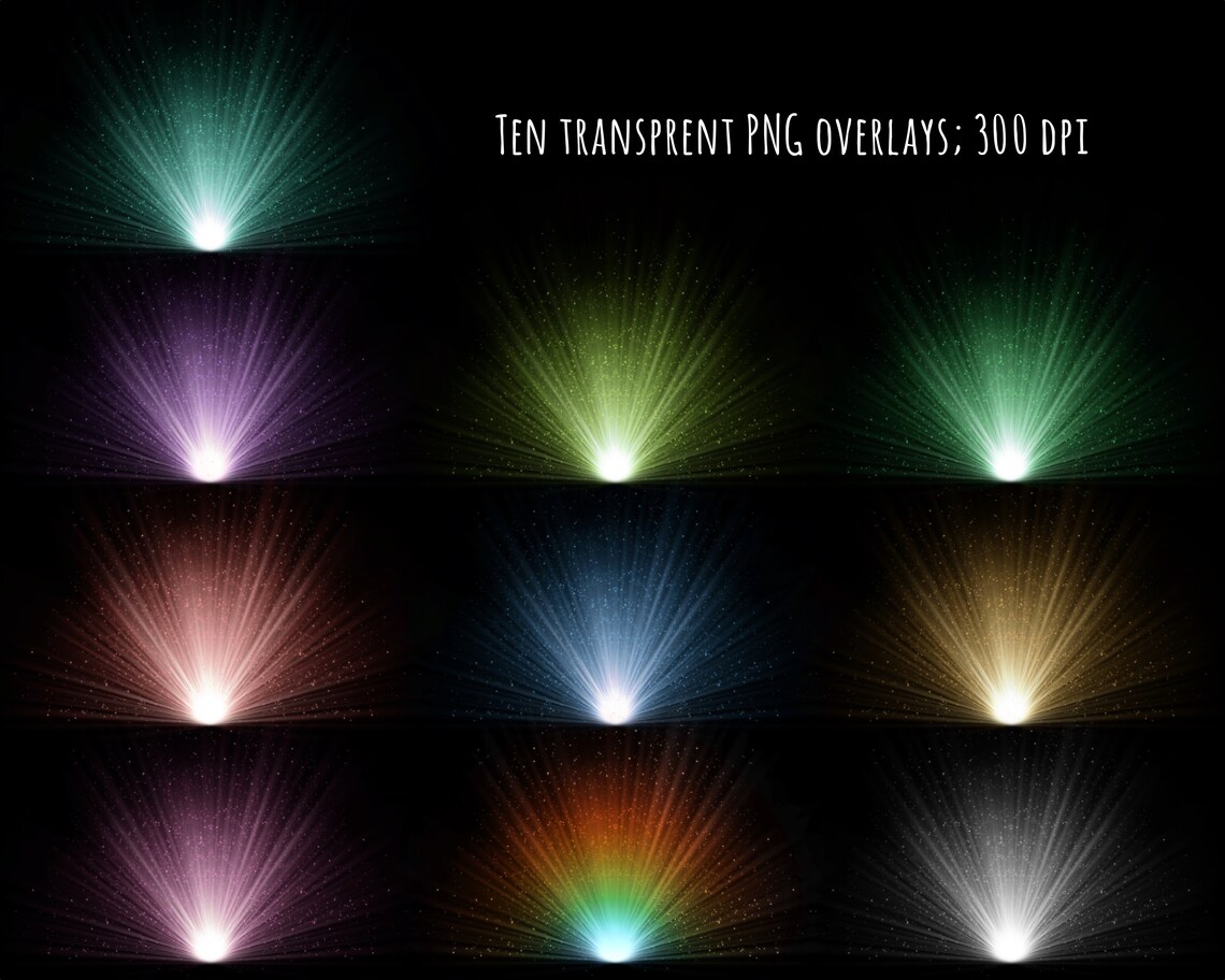 Rainbow Light Burst Overlays, Light Rays, Glitter, Sparkle, Overlays ...