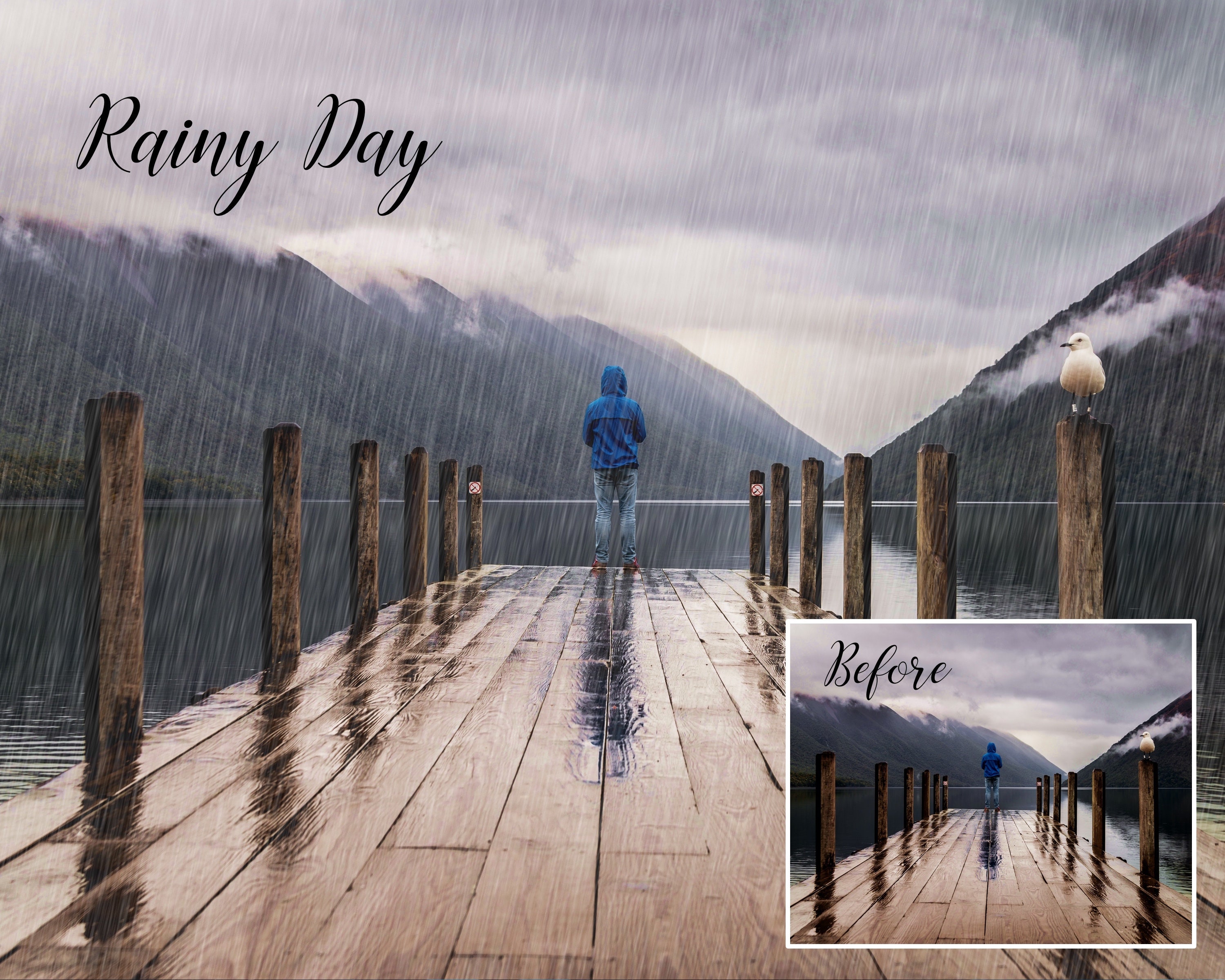 Rain overlays realistic rain PNGs rainfall photoshop | Etsy