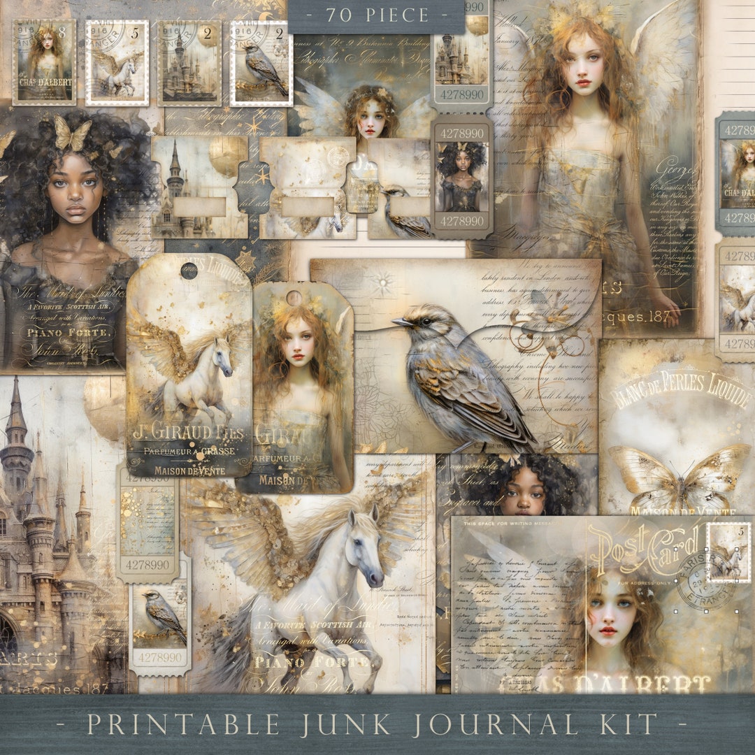 Printable Junk Journal Kit, Fairytale Junk Journal Kit, Celestial ...
