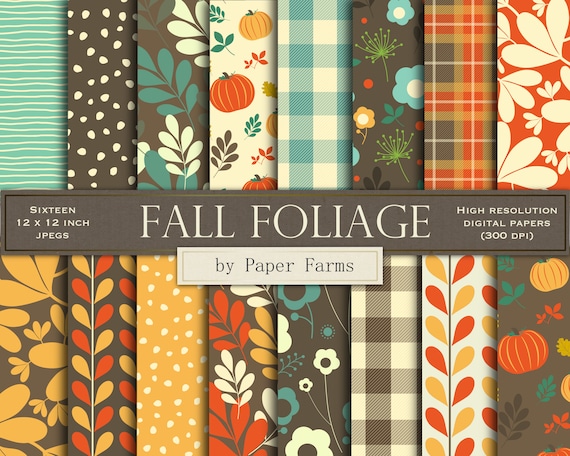 Fall Digital Paper Fall Scrapbook Paper Thanksgiving - Etsy