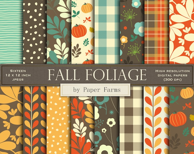 Brown Orange and Yellow Autumn Fall Digital Papers With Polka - Etsy