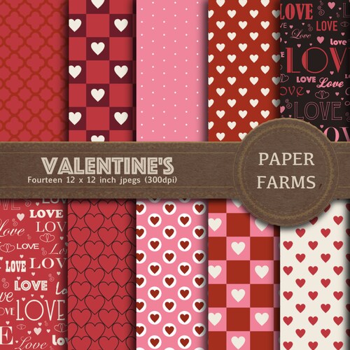 Valentine's Day Digital Paper Love Digital Paper Hearts - Etsy
