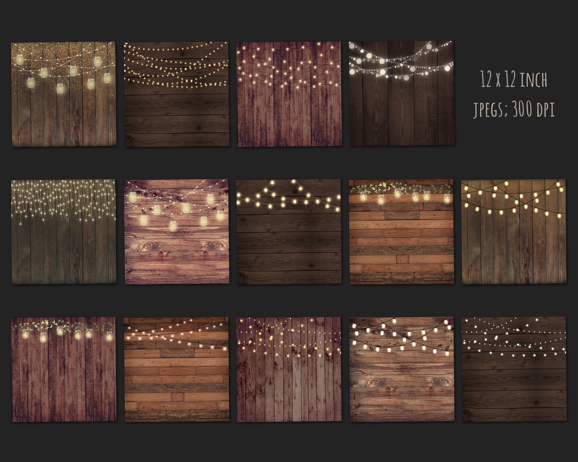 Rustic Fairy Lights Digital Paper Scrapbook Paper - Etsy