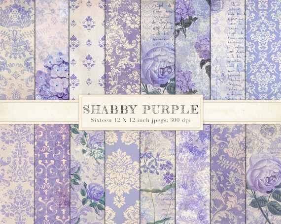 Vintage Purple Digital Paper Purple Shabby Chic Purple - Etsy