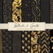 Black and Gold Digital Paper, Black and Gold Scrapbook Paper, Black ...