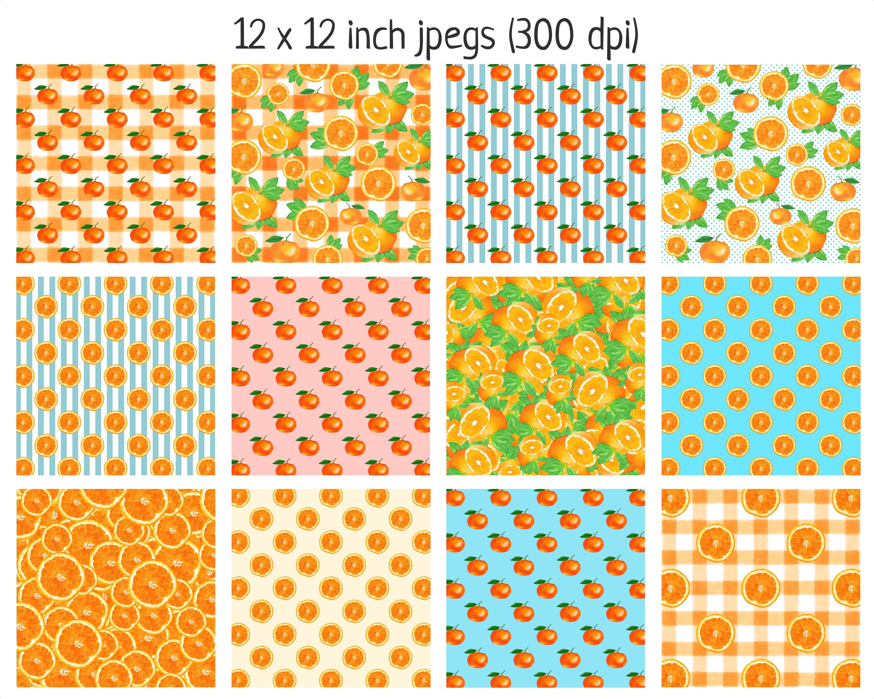 Fruit Digital Paper Watercolor Fruit Oranges Citrus - Etsy