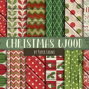 Rustic Christmas Digital Paper, Rustic Christmas Scrapbook Paper ...