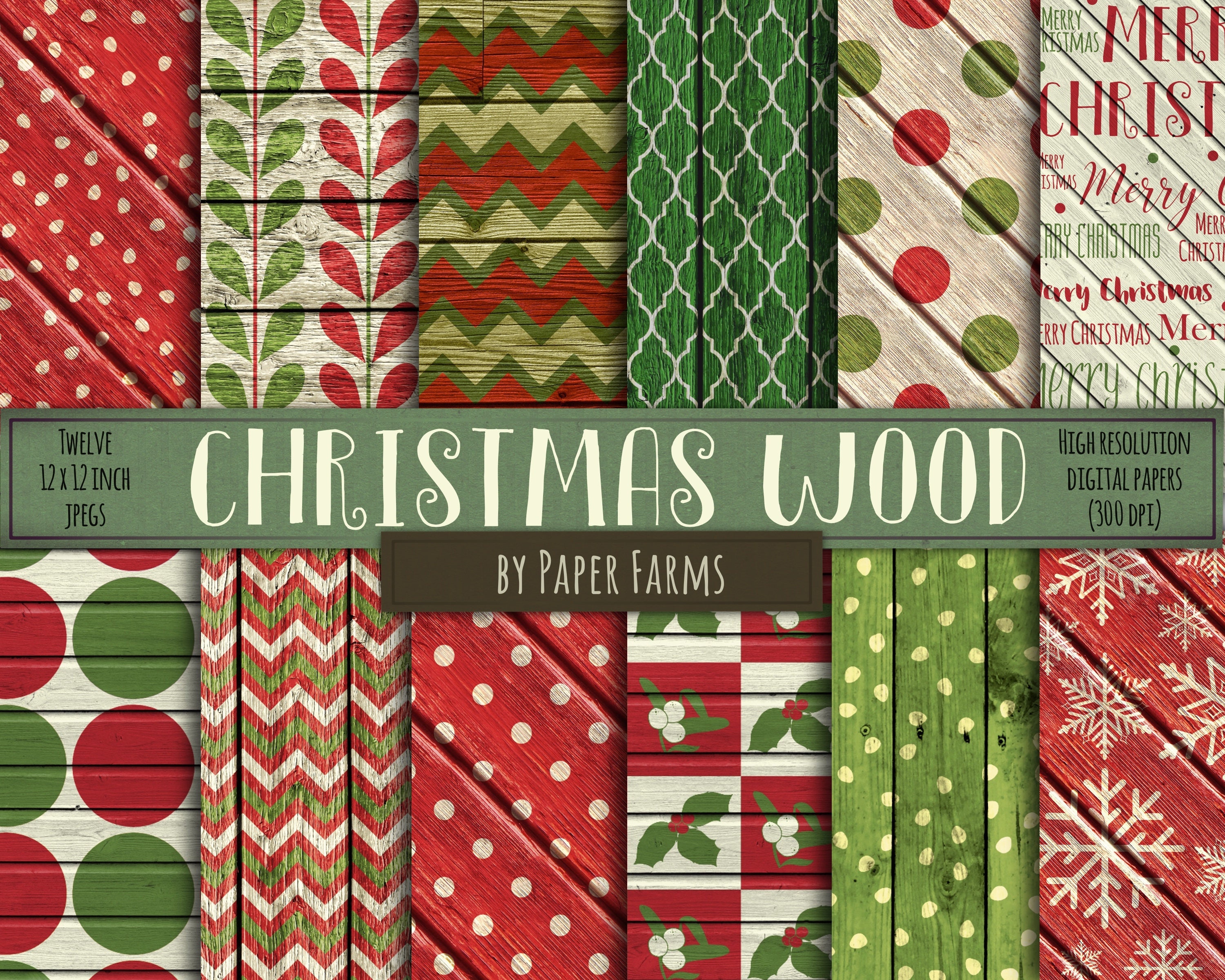 Rustic Christmas Digital Paper Rustic Christmas Scrapbook - Etsy