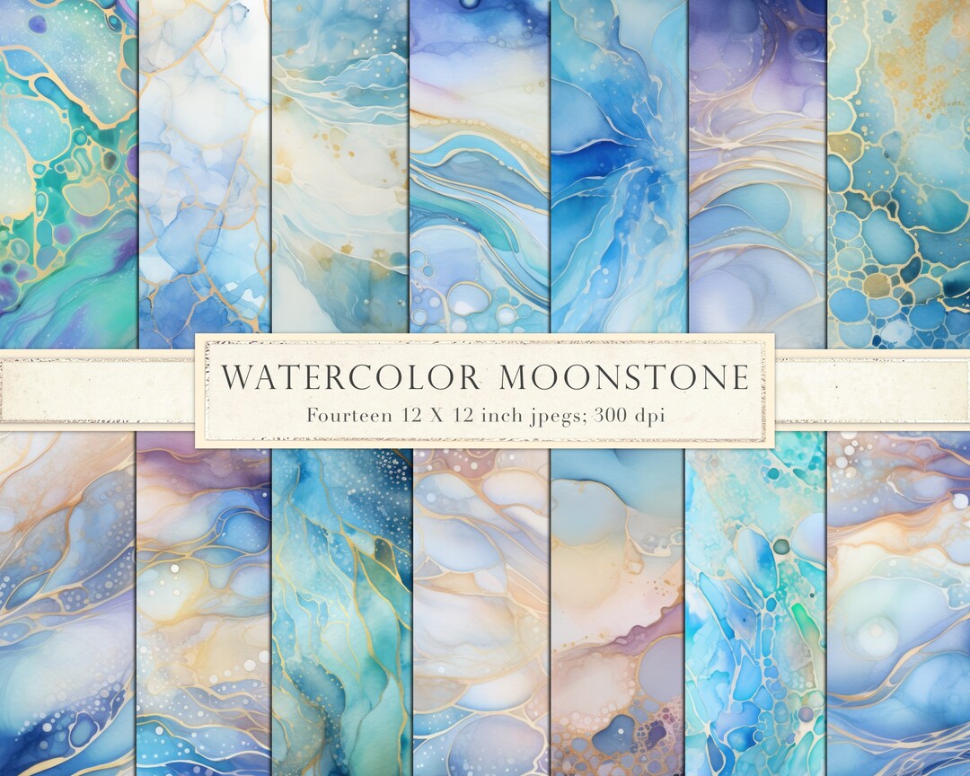 Watercolor Moonstone, Digital Paper, Scrapbook Paper, Background ...