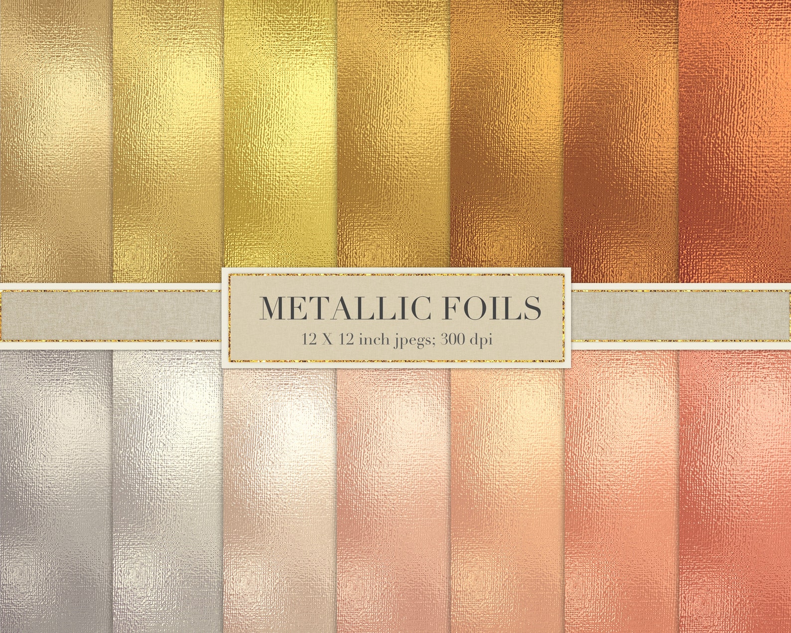 Metallic Foil Digital Paper Scrapbook Paper Metal Foil | Etsy