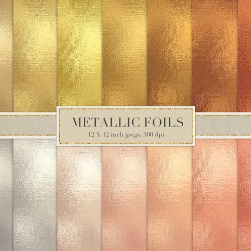 Metallic Foil Textures Foil Digital Paper Silver Foil Gold - Etsy