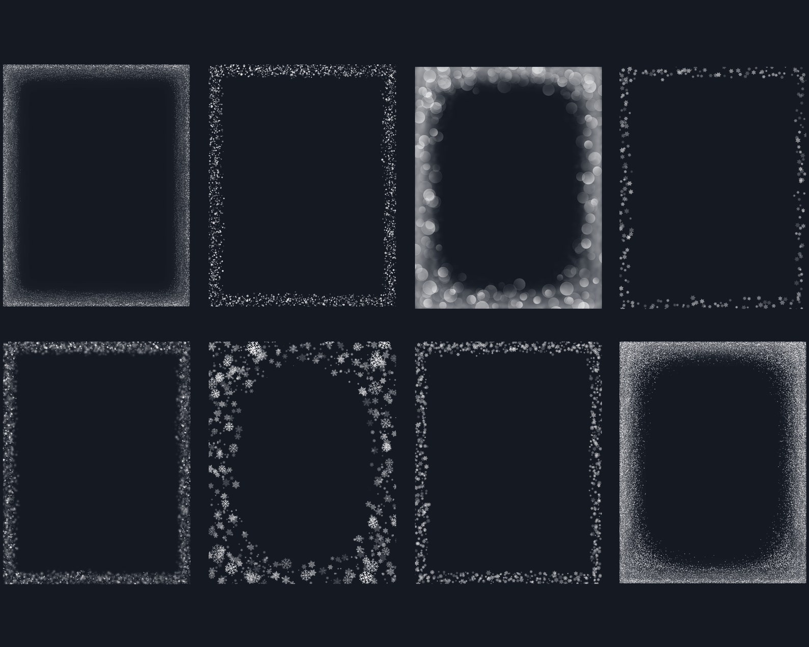 Snow Digital Border Christmas Overlays Snow Frame Border | Etsy