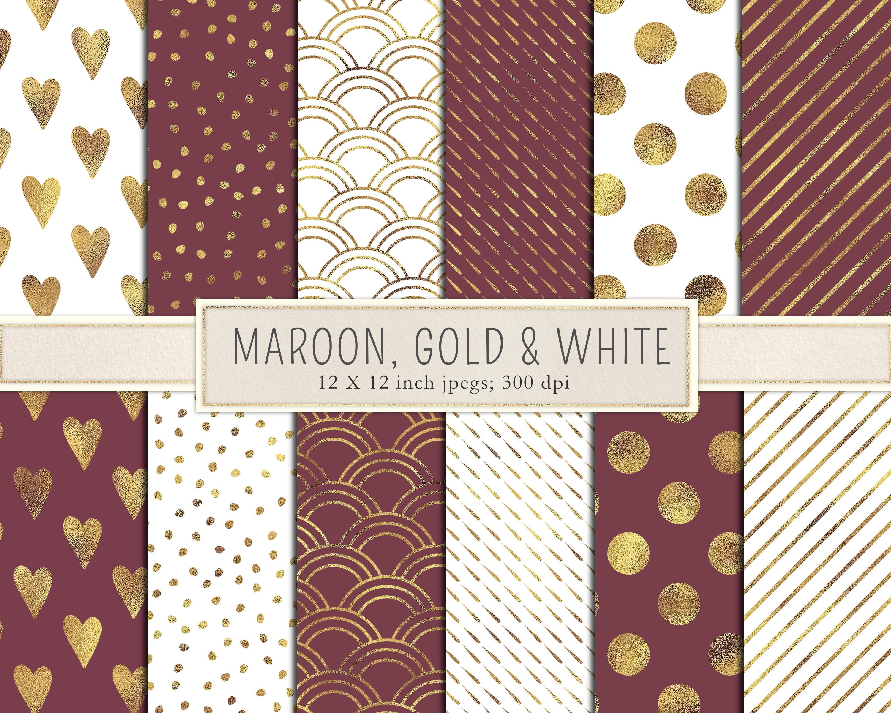Maroon Gold Gold Maroon Digital Paper Scrapbook Paper Gold - Etsy