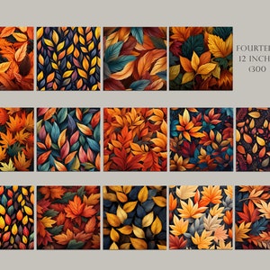 Foliage Digital Paper, Leaf Digital Paper, Vivid Leaves, Colorful ...