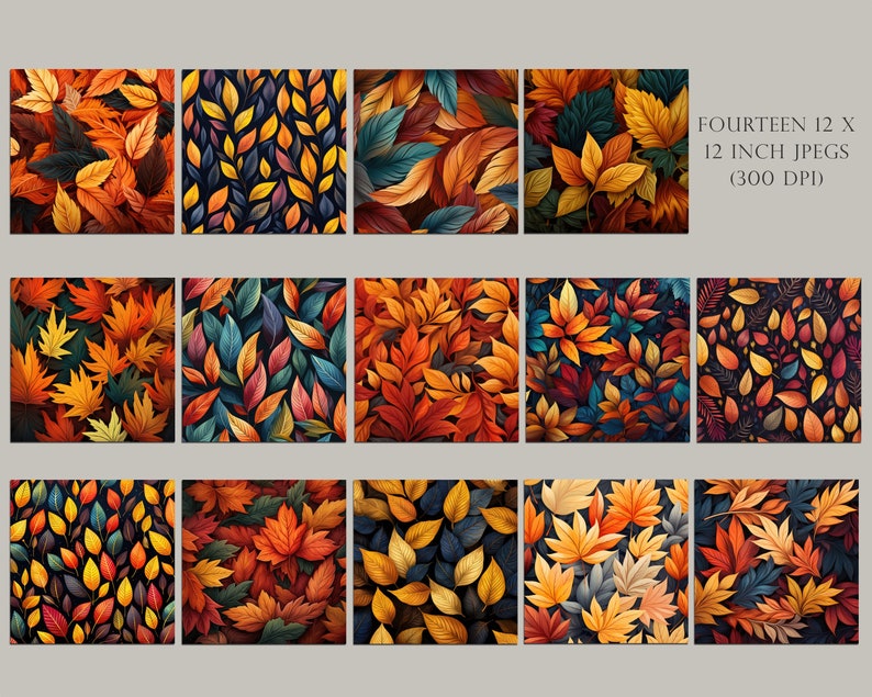 Foliage Digital Paper, Leaf Digital Paper, Vivid Leaves, Colorful ...