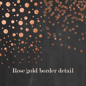 Digital Rose Gold Confetti Borders, Metallic Confetti Border, Glitter ...
