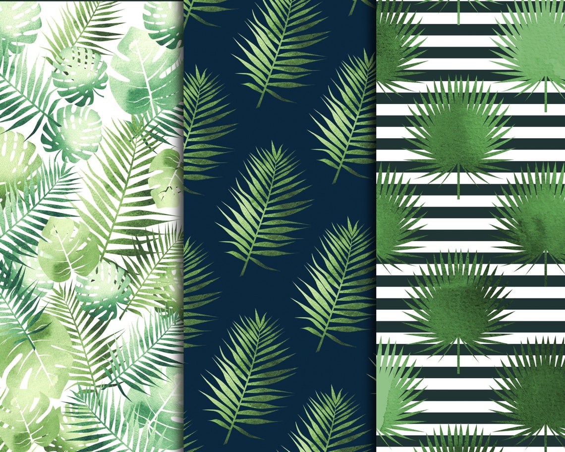 Tropical Digital Paper Tropical Leaves Digital Paper - Etsy