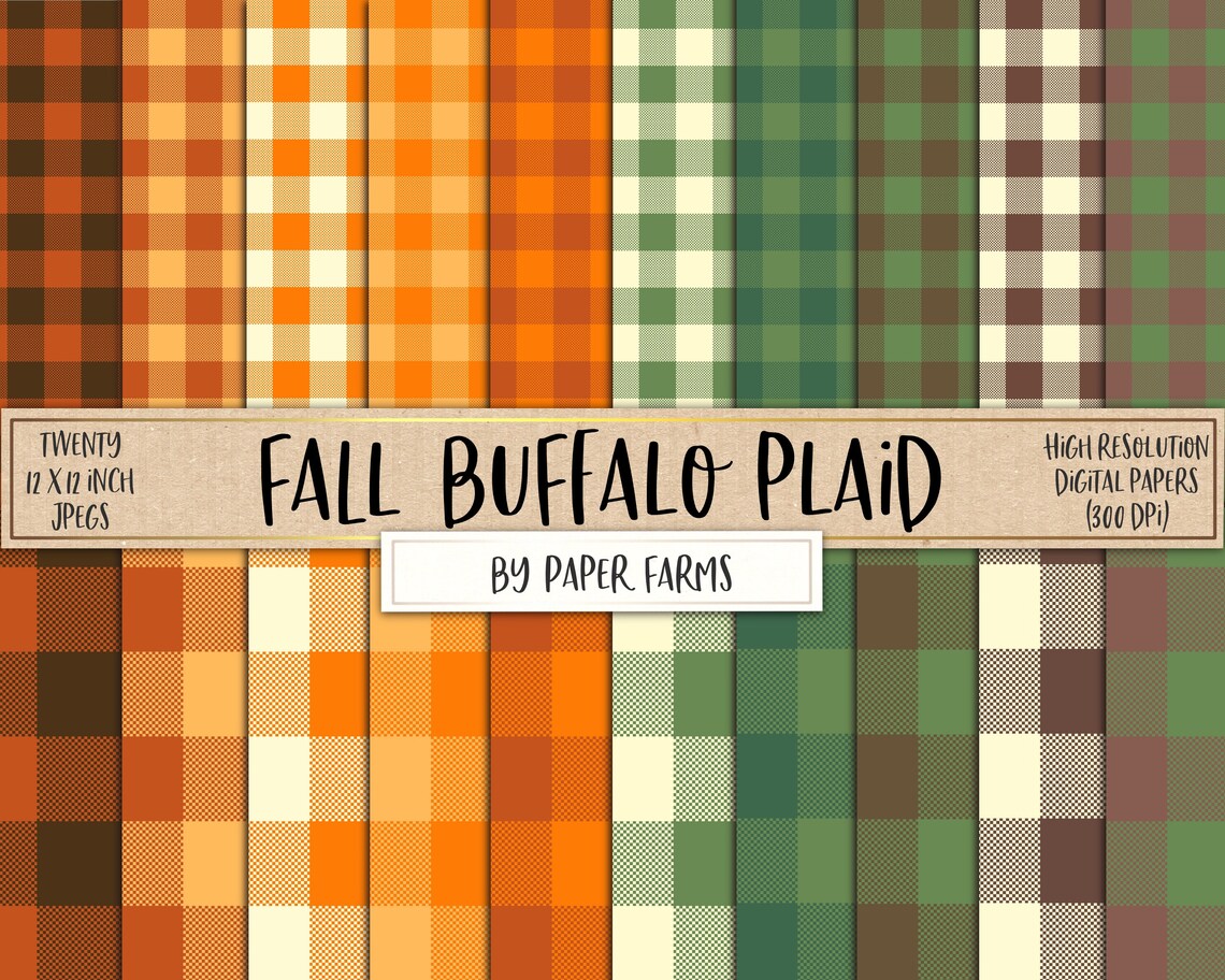Fall Buffalo Plaid Sale Digital Paper Background Scrapbook - Etsy