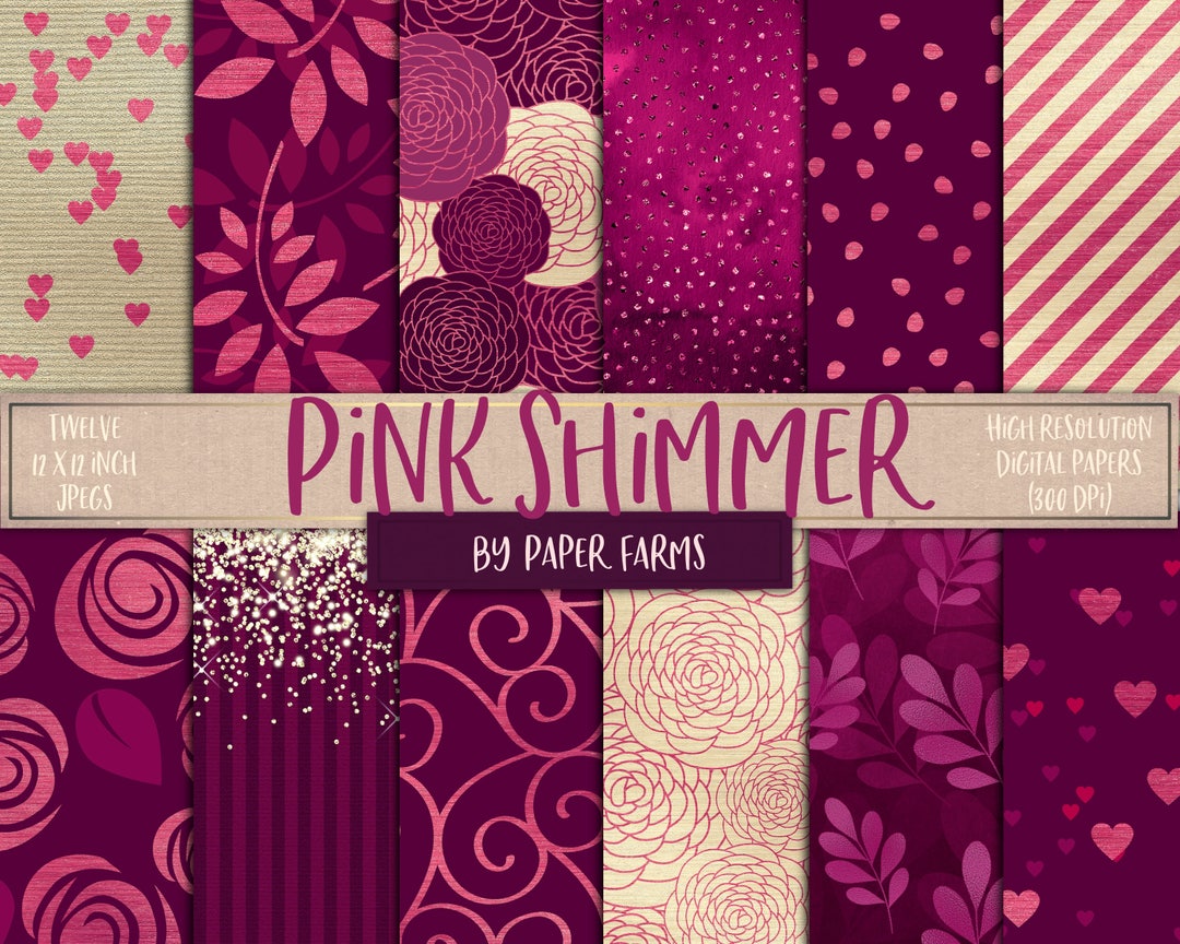 Pink Glamour, Pink Shimmer, Pink Glitter, Cerise, Digital Paper ...