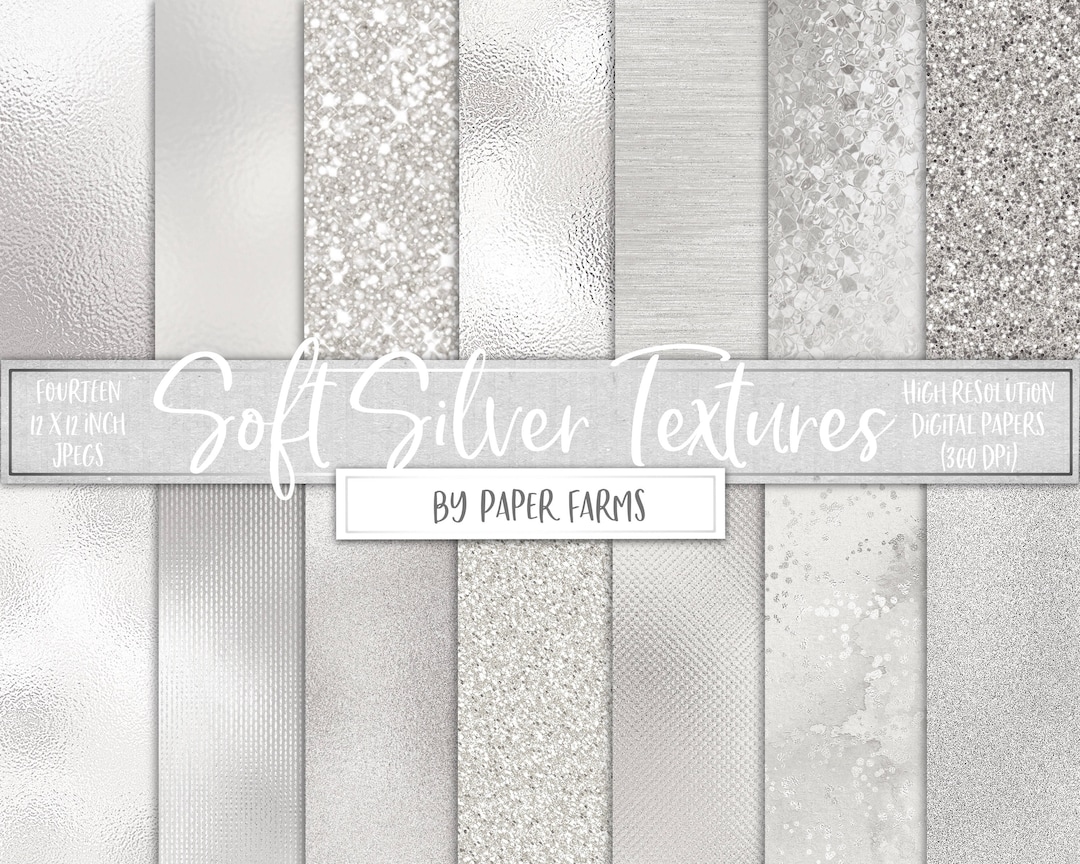 Silver Foil and Glitter, Pale Silver, Digital Paper, Textures ...