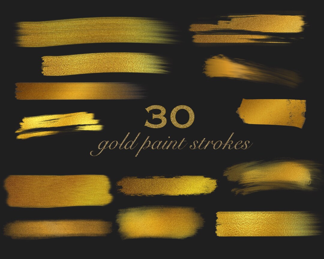 Gold Paint Strokes, Gold Brush Strokes, Digital Paint Strokes, Digital ...