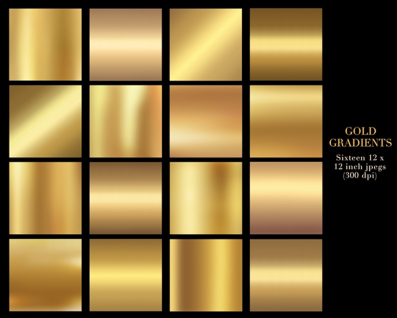 Gold Gradients, Gold Foil, Backgrounds, Digital Paper, Textures ...