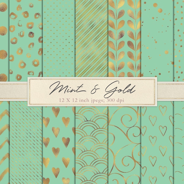 Mint Gold Wallpaper - Etsy
