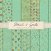 Mint Gold Digital Paper, Mint Gold Scrapbook Paper, Digital ...