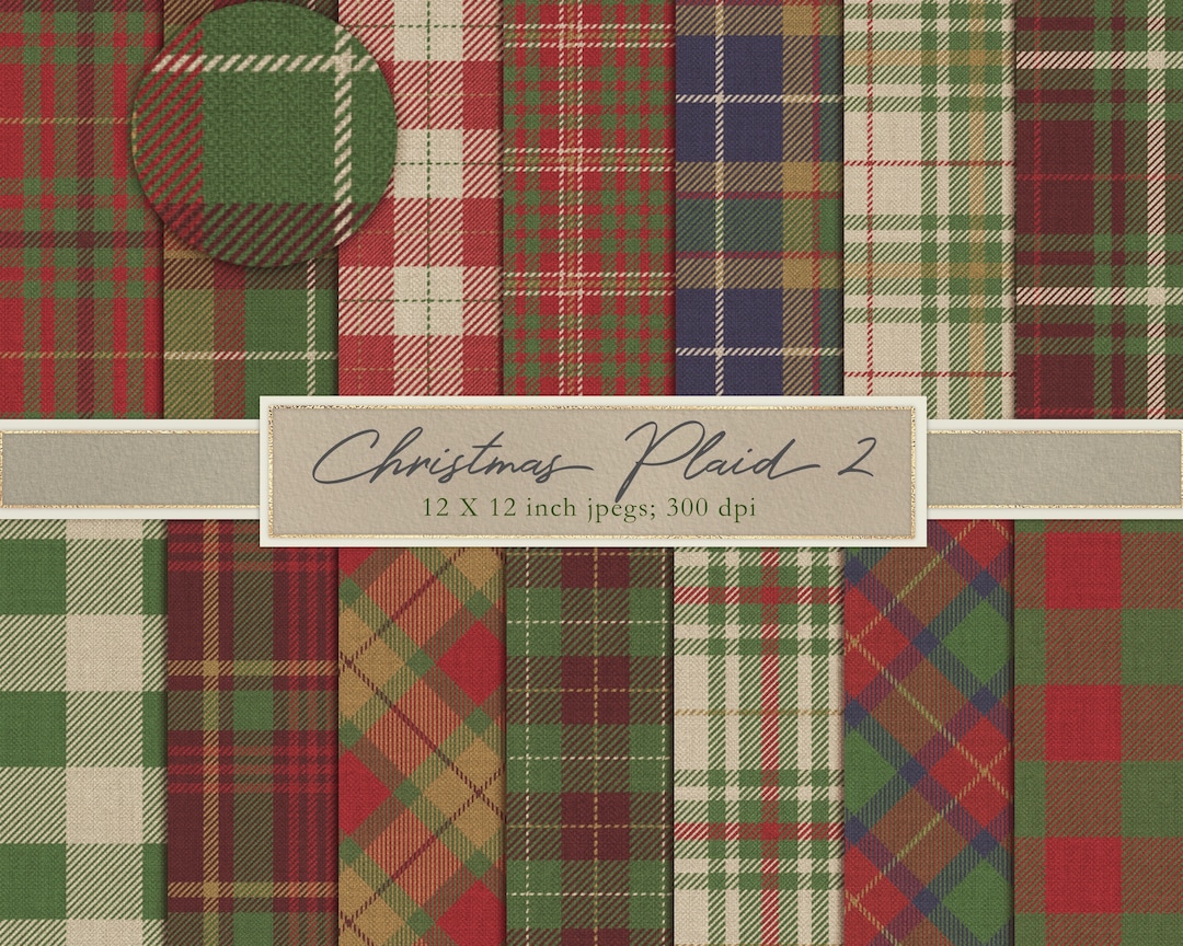 Christmas Plaid Digital Paper, Christmas Tartan, Plaid, Gingham, Tartan ...