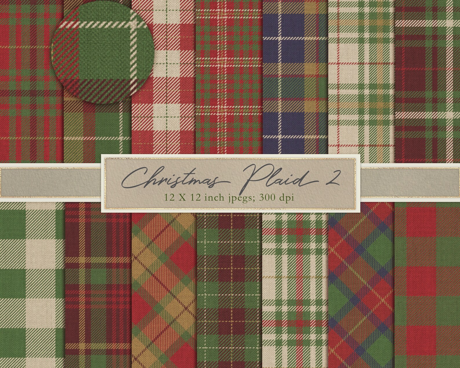 Christmas Plaid Digital Paper, Christmas Tartan, Plaid, Gingham, Tartan ...