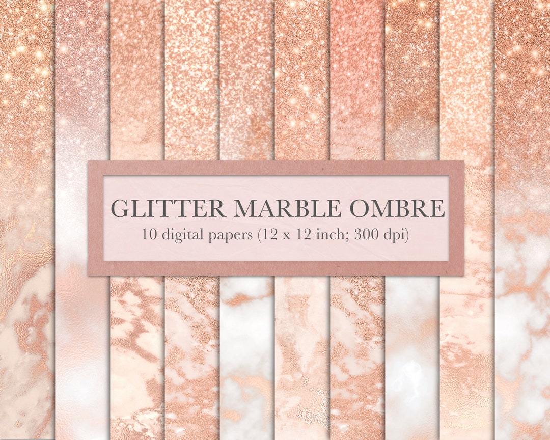 Rose Gold Ombre, Rose Gold, Digital Paper, Marble, Glitter, Ombre ...