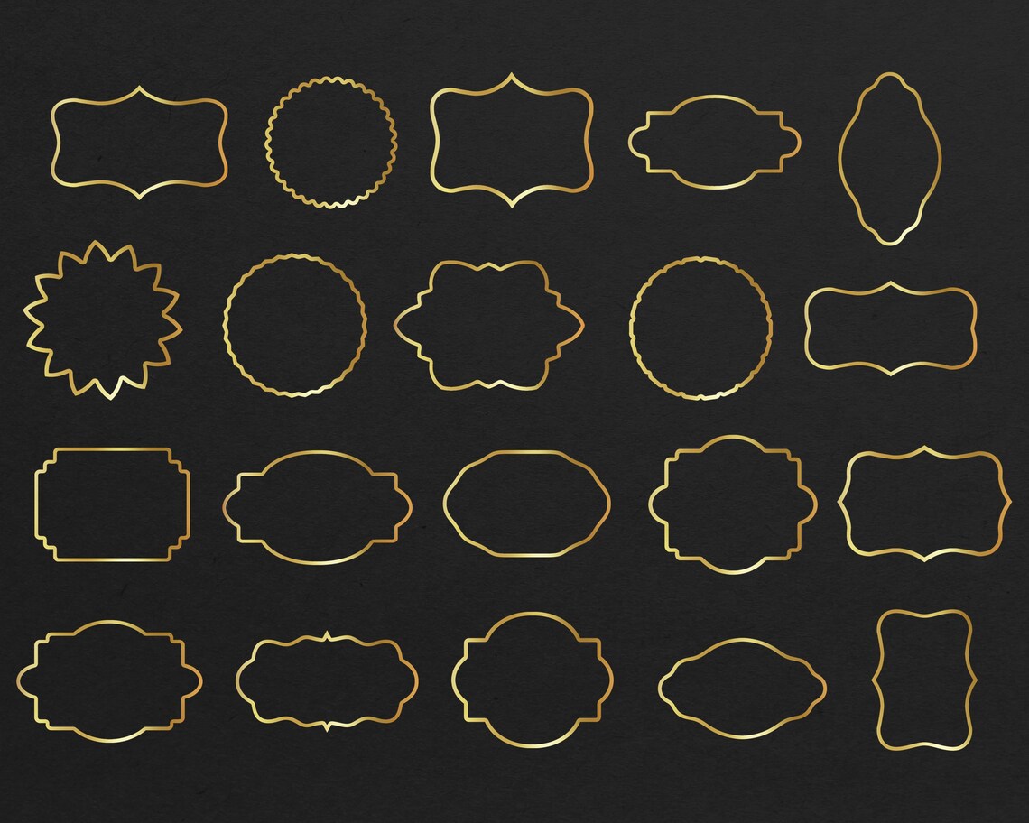 Gold Frames Clipart Labels Tags Decorative Gold Digital | Etsy