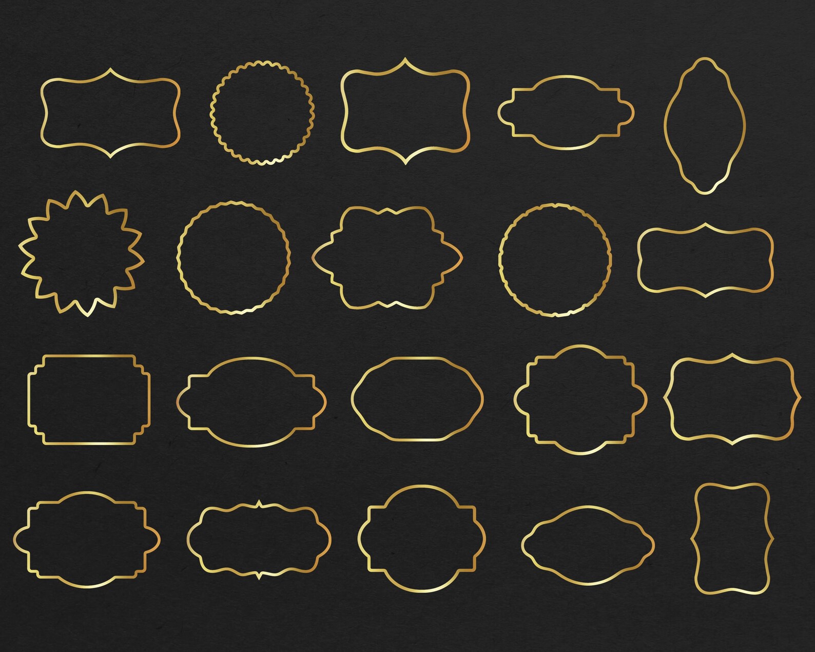 Gold Frames Clipart Labels Tags Decorative Gold Digital | Etsy