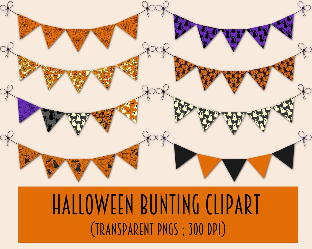 Halloween Bunting Clipart, Halloween Clipart, Halloween Flags Clipart ...