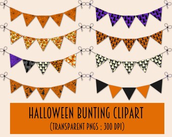 Halloween Bunting Banners Clipart. Cute Halloween Borders Clip - Etsy