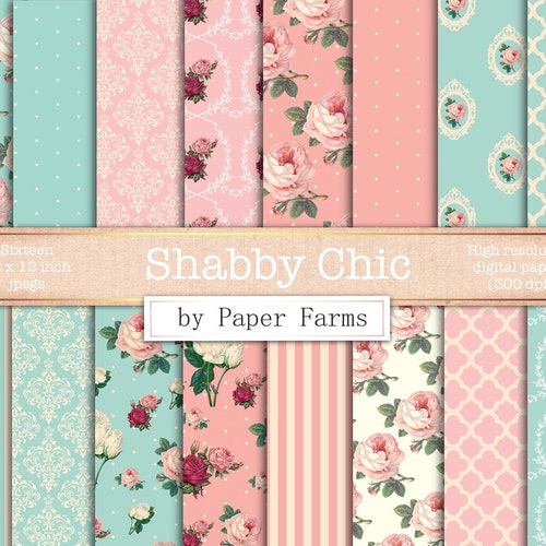 Shabby Chic Digital Paper Shabby Chic Scrapbook Paper Roses - Etsy