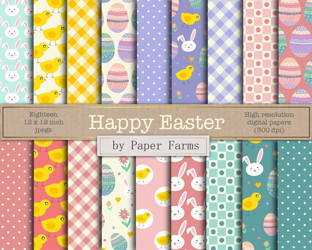 Easter Digital Paper, Easter Scrapbook Paper, Easter Patterns, Pastel ...