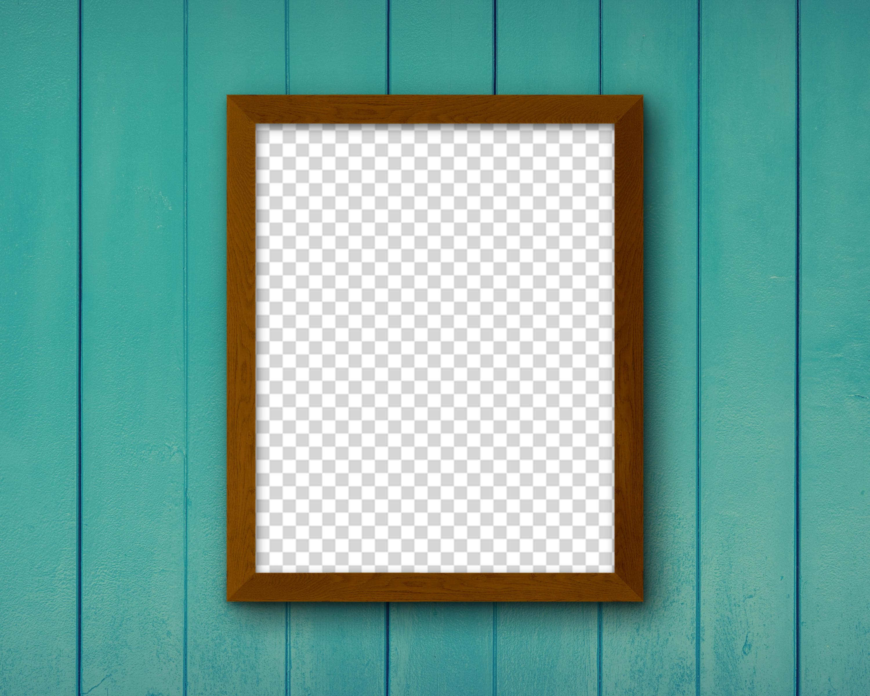 Frame Mockup, Teal Background, Teal Wood, Digital Frame, Poster Mockup ...