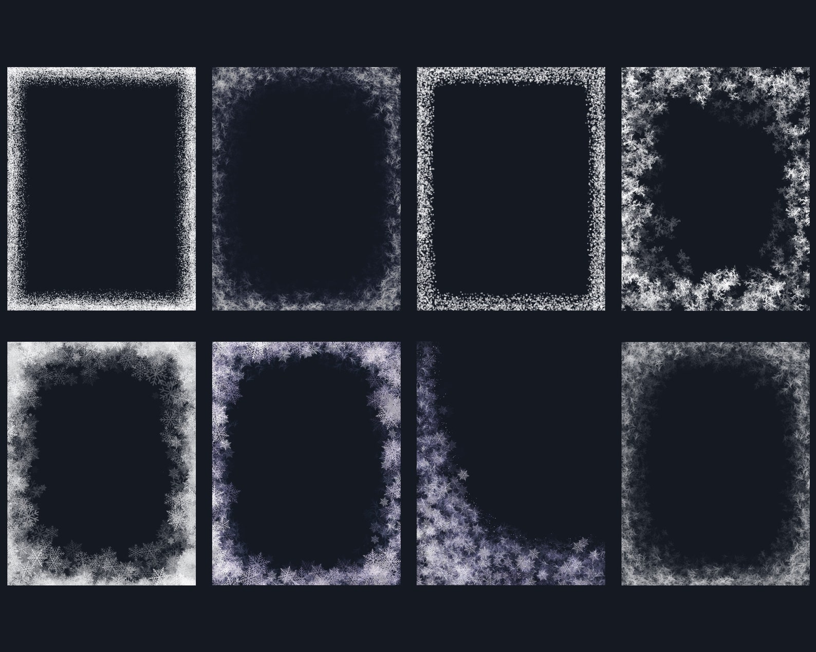 Snow Digital Border Christmas Overlays Snow Frame Border | Etsy