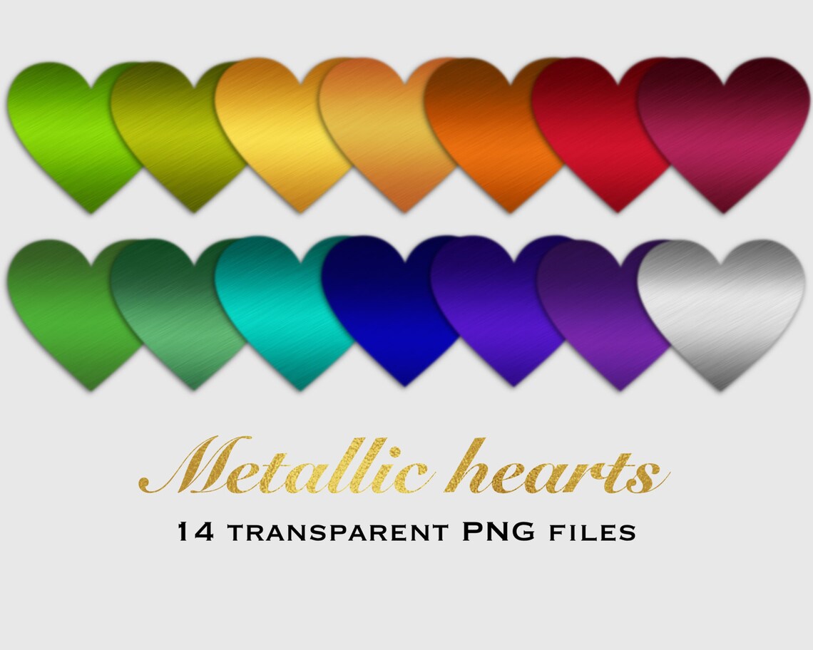 Metallic Heart Clipart Love Heart Clipart Brushed Metal - Etsy