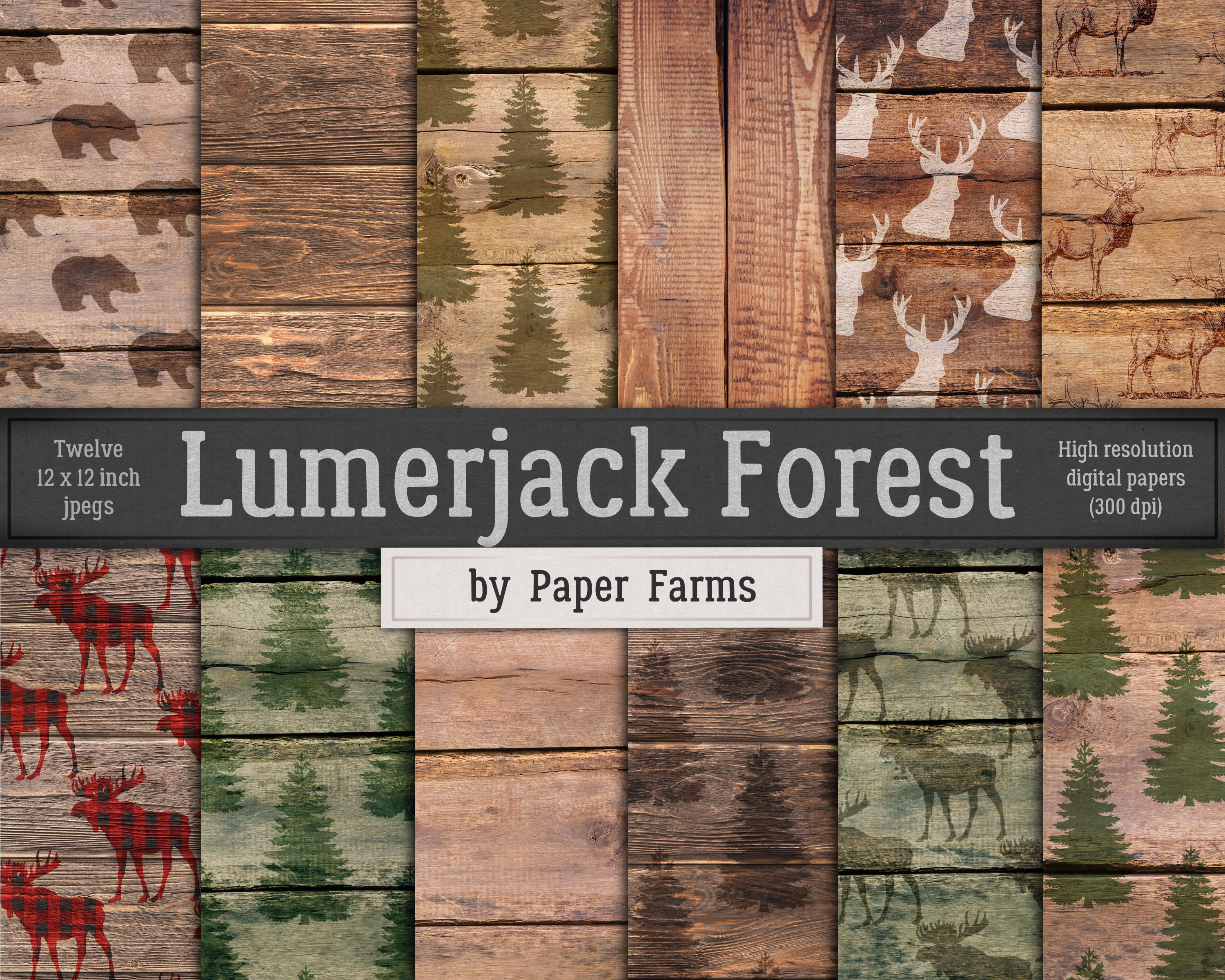 Lumberjack Forest, Rustic Lumberjack, Lumberjack Wood, Digital Paper ...