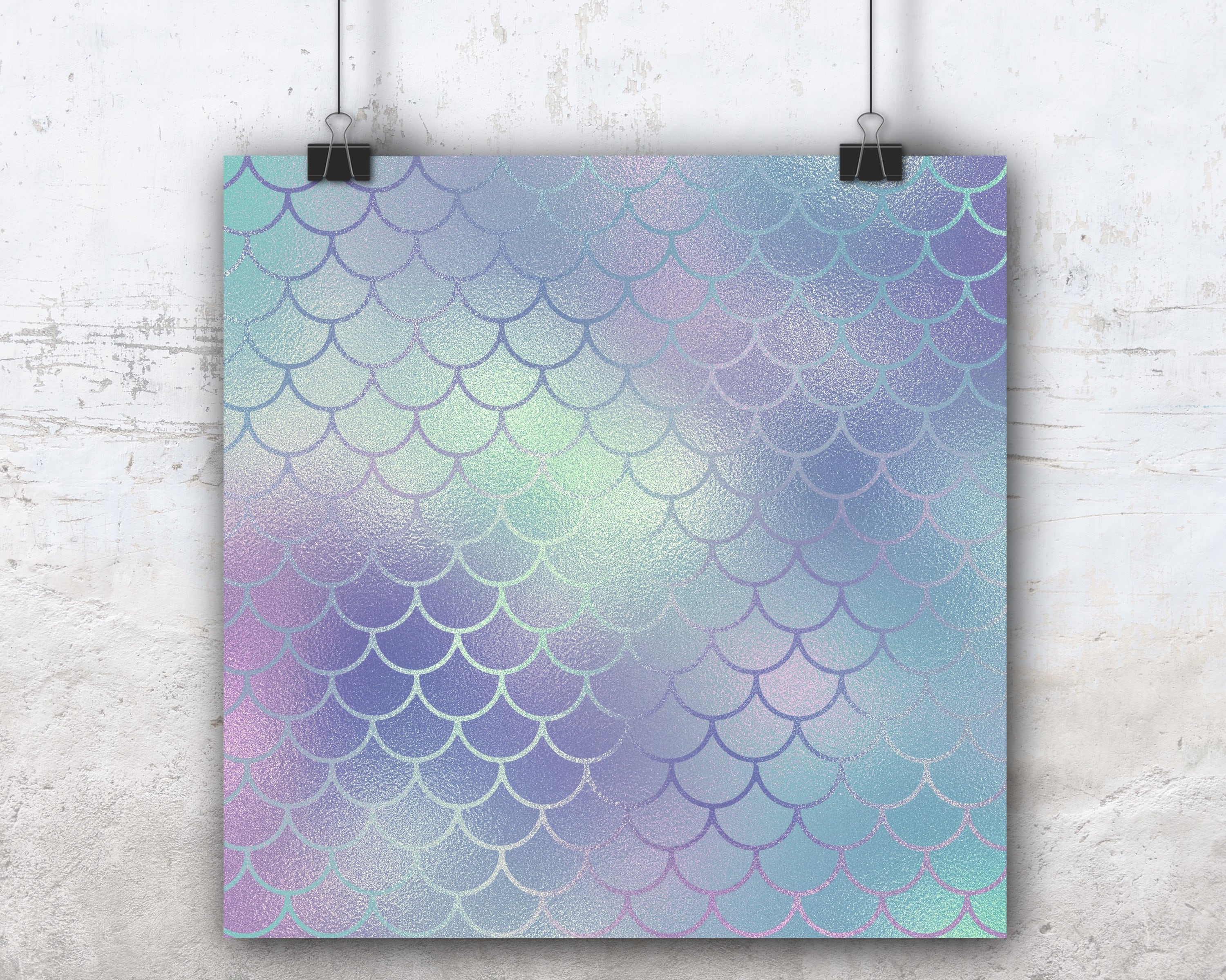 Iridescent Mermaid Scales Digital Paper Scrapbook Paper | Etsy
